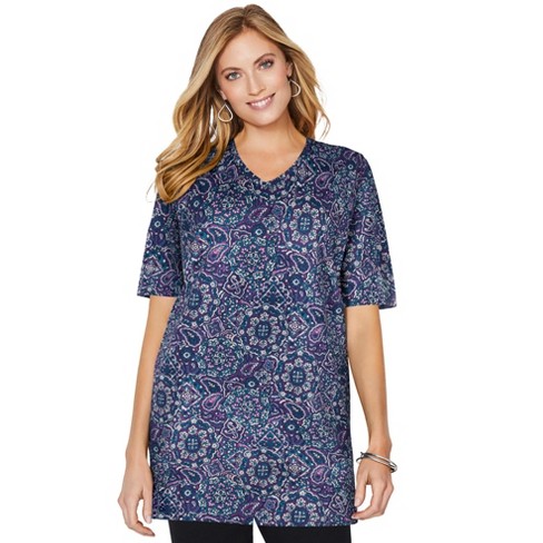 Catherines Women's Plus Size Easy Fit Short Sleeve V-neck Tunic - 2x ...