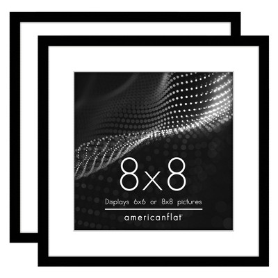 8x8 Black Mdf Picture Frame - Easel Stand Included For Tabletop Or Wall ...