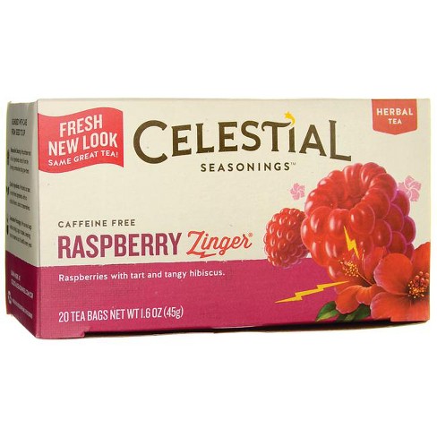 Celestial Seasonings Raspberry Zinger Herbal Tea - Caffeine Free : Target