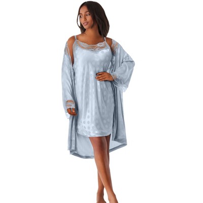 Amoureuse Women's Plus Size The Luxe Satin Short Peignoir Set - 1x ...