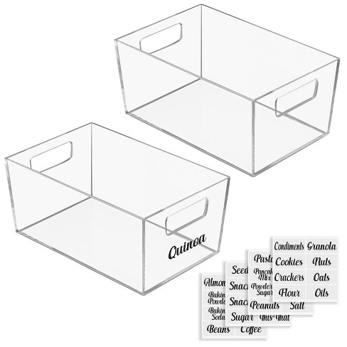 Mdesign Small Plastic Kitchen Storage Bin, Built-in Handles, 32 Labels ...