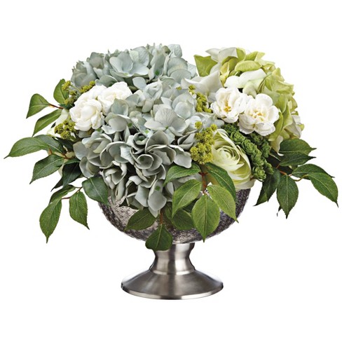 Hydrangeas, Ranunculus, Sedum 17" Wide Faux Flowers In Pot : Target