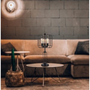 GDFStudio Munnita Industrial Metal Wire Cage Table Lamp with Edison ...