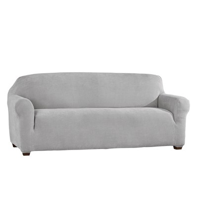 Collections Etc Durable Chenille Stretch Furniture Cover Sofa Charcoal ...