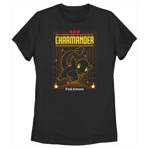 Women's Pokemon Charmander Retro Grid T-shirt - Black - Medium : Target