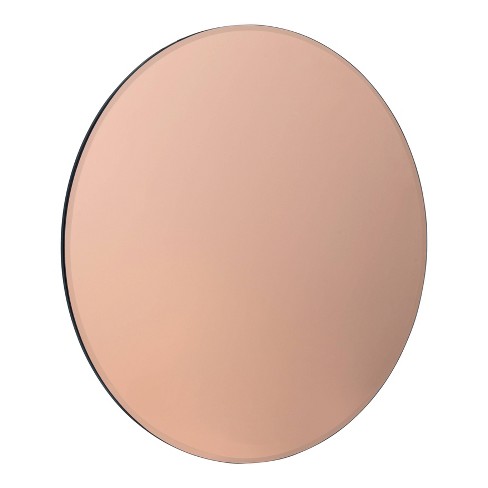 26" X 26" Azalea Rose Gold Tinted Frameless Round Wall Mirror Rose Gold ...