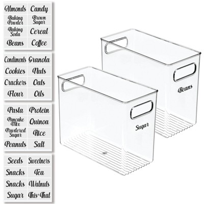 mDesign Stackable Plastic Pantry Organizer Box, 2 Pack + 36 Labels ...