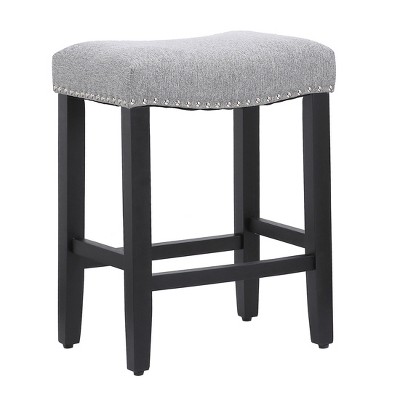 Westintrends 24" Upholstered Saddle Seat Counter Stool, Black/gray : Target