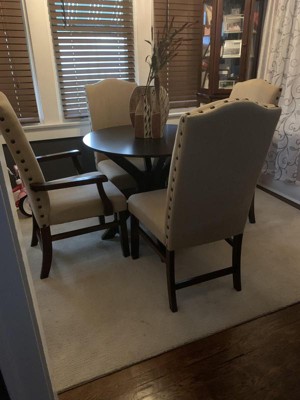 35" Kenji Wide Round Wood Dining Table Walnut - Baxton Studio : Target