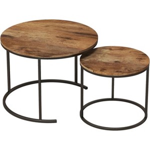 2 Pack Round Nesting Coffee Table, Space Saving Nesting Tables with ...