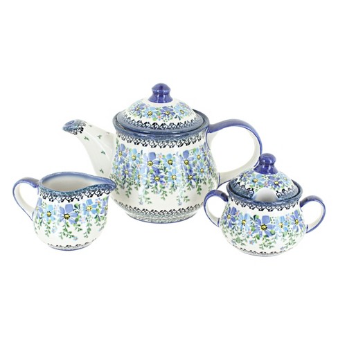 Blue Rose Polish Pottery Blue Aster 3 Piece Tea Set : Target
