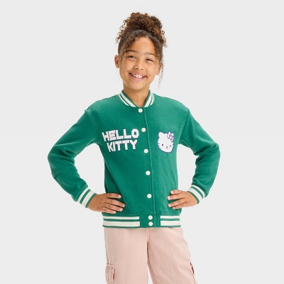 Girls' Hello Kitty Varsity Jacket - Green L Plus : Target