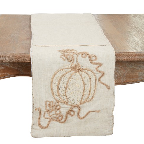 Saro Lifestyle Jute Table Runner With Embroidered Pumpkin Design, 13 ...