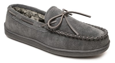 Minnetonka Men's Pile Lined Hardsole Moc Slipper 3907w, Charcoal Gray ...