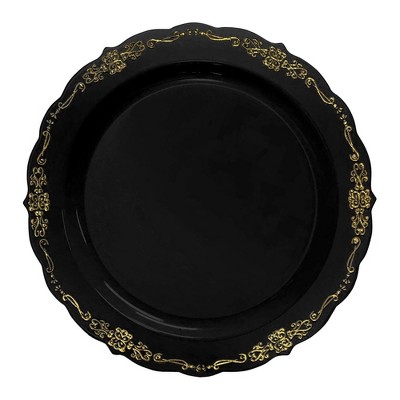 Smarty Had A Party 10" Black With Gold Vintage Rim Round Disposable ...