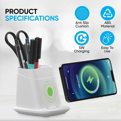 Link Wireless Charging Stand With Dual Usb Charger & Desk Organizer ...