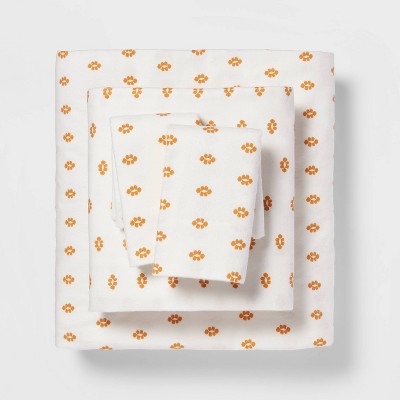 Queen Fall Pattern Flannel Sheet Set Gold Block - Threshold™ : Target