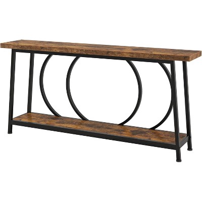 Tribesigns 70.9" 3-tier Extra Long Console Table Rustic Brown & Black ...