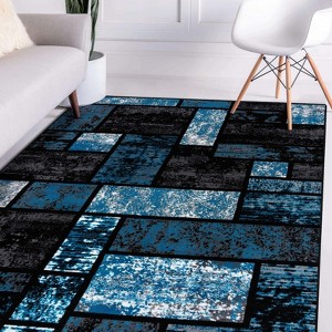 Luxe Weavers Geometric Squares Modern Colorblock Area Rug, Turquoise ...