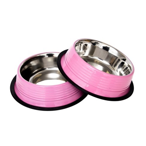Country Living Set Of 2 Ribbed No-tip Non-skid Pet Bowls - Durable ...