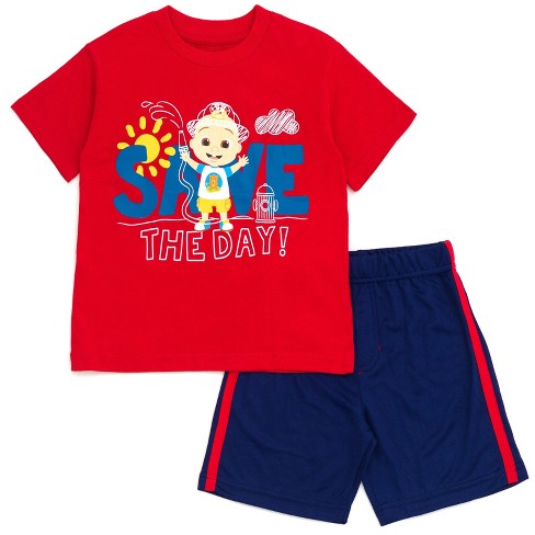 Cocomelon Jj Toddler Boys T-shirt And Mesh Shorts Outfit Set Red / Blue ...