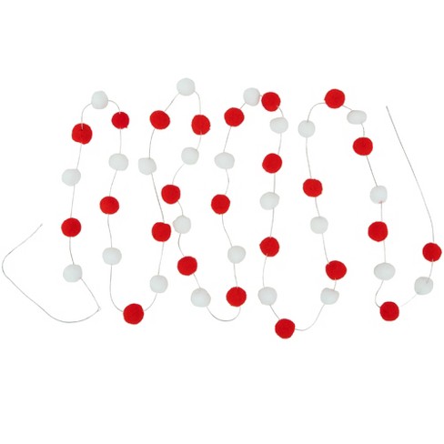 Northlight 9' Red And White Plush Snowball Christmas Garland : Target