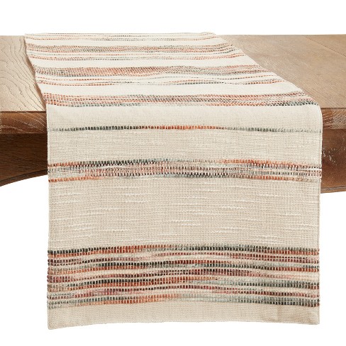 Saro Lifestyle Long Table Runner With Stripe Design, Multicolored, 16 ...