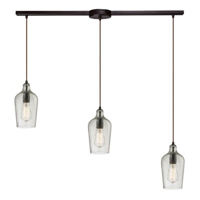 Elk Home Hammered Glass 3 - Light Island Pendant Light In Oil Rubbed ...