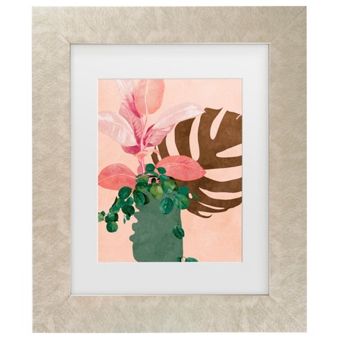 Ana Rut Bre Leaves More 6 Pink Matted Framed Art : Target