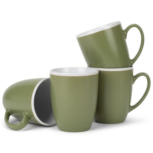 Elanze Designs Solid Color Green White Interior 16 Ounce Matte Ceramic ...