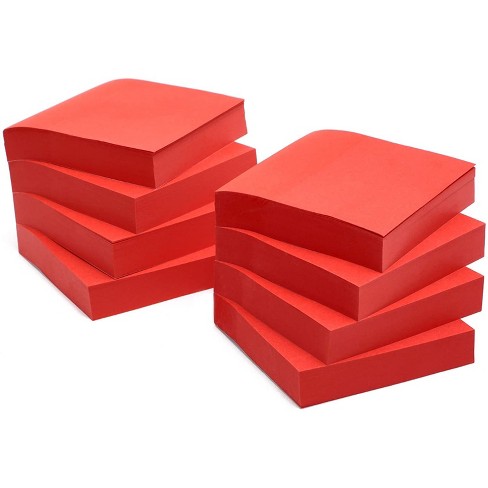 Juvale 8 Pack Bright Red Sticky Notes With 100 Sheets Per Pad For Daily ...