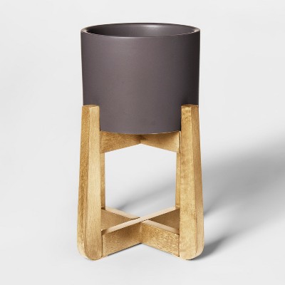 Wood & Stoneware Indoor Planter Small - Gray - Project 62™ – Target ...