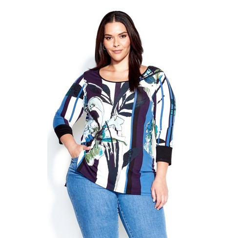 Avenue | Women's Plus Size Romy Top - Navy - 14w : Target