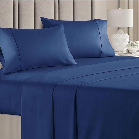 Cgk Linens 4 Piece 100% Cotton 400 Thread Count Sheet Set In Navy Blue ...