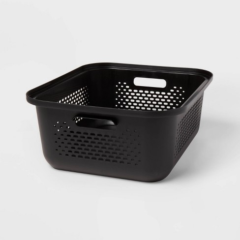 Small Decorative Plastic Bin With Cutout Handles Charcoal - Brightroom ...