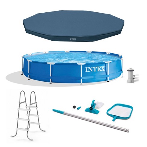 Intex 12 Foot By 30 Inch Framed Above Ground Swimming Pool With 42 Inch ...