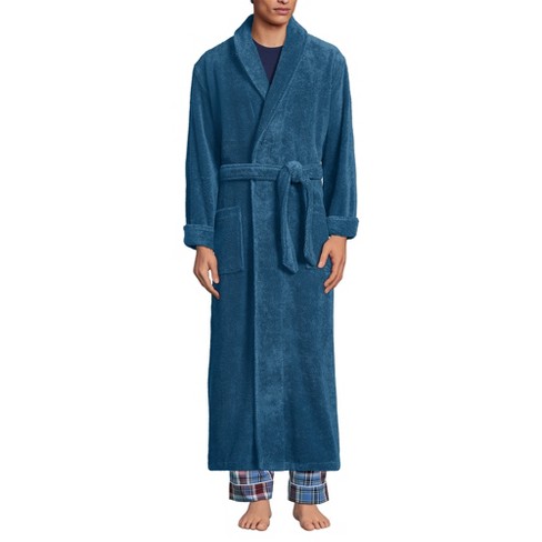 Lands' End Men's Full Length Turkish Terry Robe - Medium - Evening Blue ...