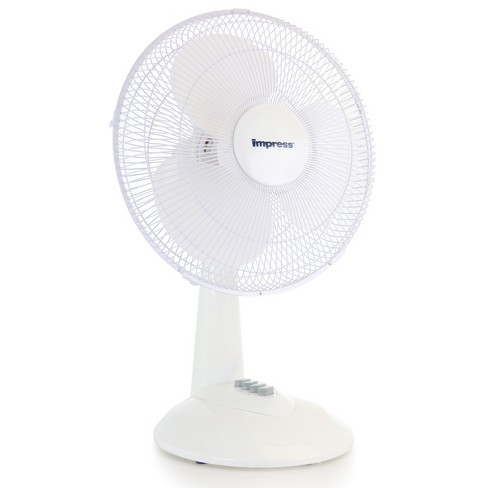 Impress 12 Inch Oscillating Wired Plug-in Table Fan In White : Target