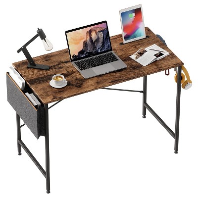 Bestier Computer Office Desk w/ Steel Frame, Mobile Phone and Tablet ...