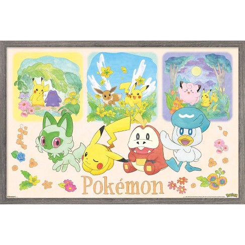 Trends International Pokémon: One Scene - Group Framed Wall Poster ...