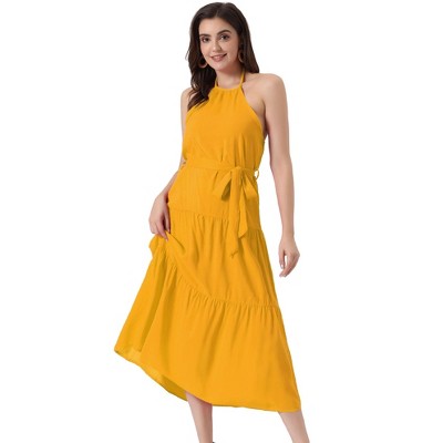 Allegra K Women's Summer Halter Neck Sleeveless A-line Loose Swing ...