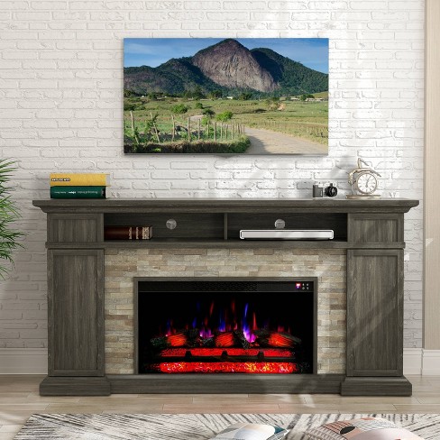 Festivo 70" Farmhouse Freestanding Electric Fireplace Brown : Target