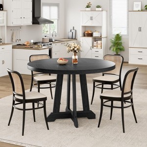 47 Inch Round Dining Table, Wood Kitchen Dining Room Table for 4-6 ...