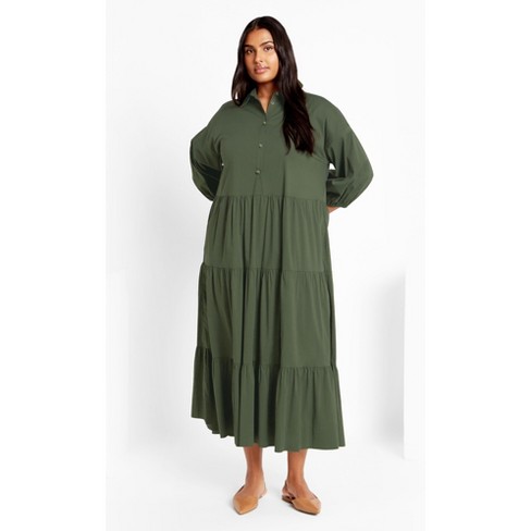 City Chic | Women's Plus Size Kara Midi Dress - Khaki - 12 Plus : Target
