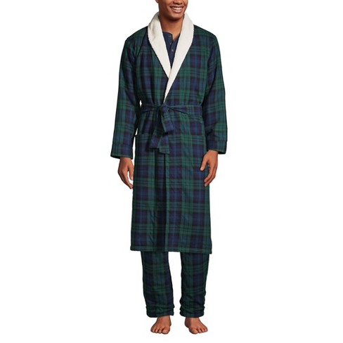 Lands' End Men's High Pile Fleece Lined Flannel Robe : Target