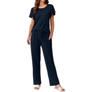 Ekouaer 2 Pack Womens Pajama Sets Short Sleeve with Long Pajama Pant ...