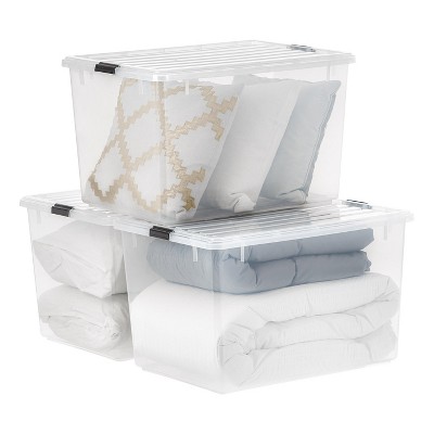 Iris 4pk 50qt Plastic Storage Totes With Wing Lid : Target