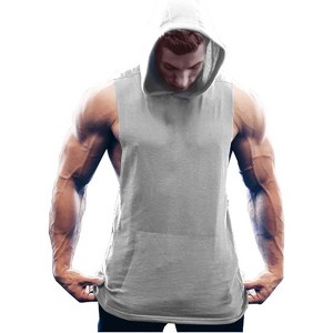 COOFANDY Men's Workout Hooded Tank Tops Bodybuilding Muscle Cut Off T ...