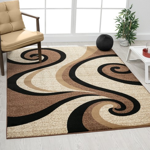 Luxe Weavers Contemporary Abstract Geometric Swirl Area Rug, Beige 8x11 ...