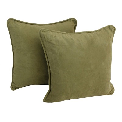 2-pack Cotton Slub Solid Throw Pillows And Pillow Inserts Set - Olive ...